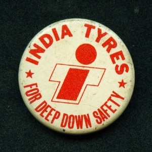 India Tyres for Deep Down Safety from the Badge Collectors Circle Archive